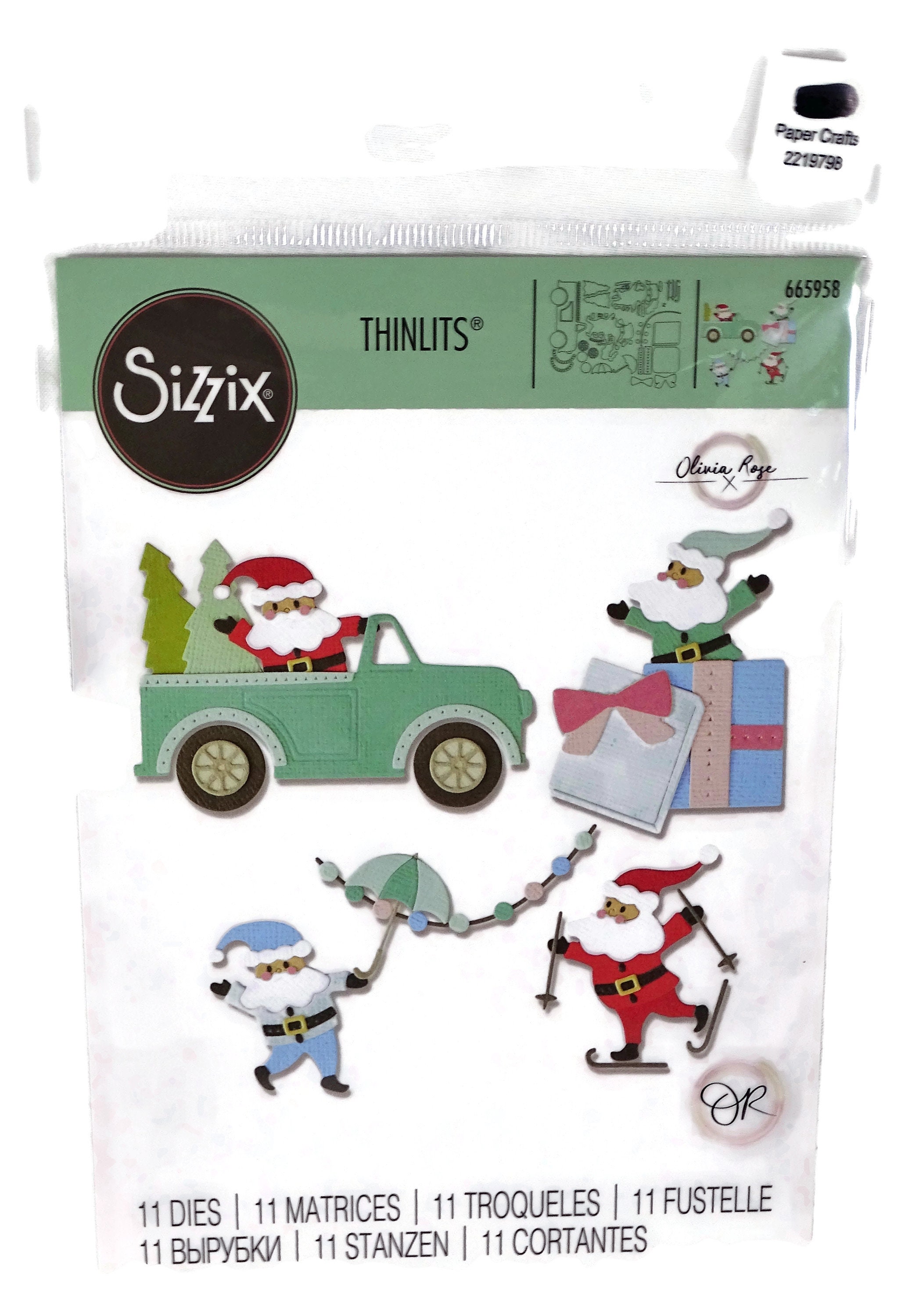 Sizzix Thinlits Dies Christmas Santa Activities Skiing 665958 SEALED - Etsy