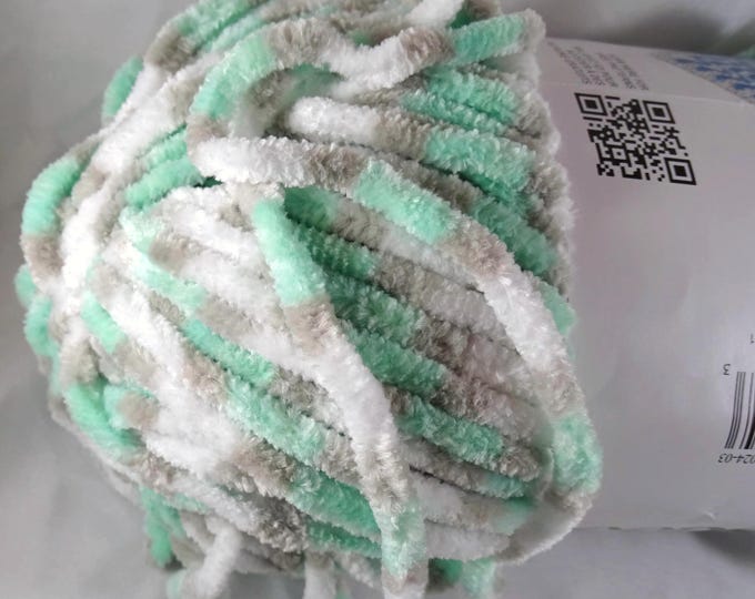 Loops & Threads Yarn Chenille Sweet Snuggle Dusty Mint Multi Green Gray White Knitting Crochet ...