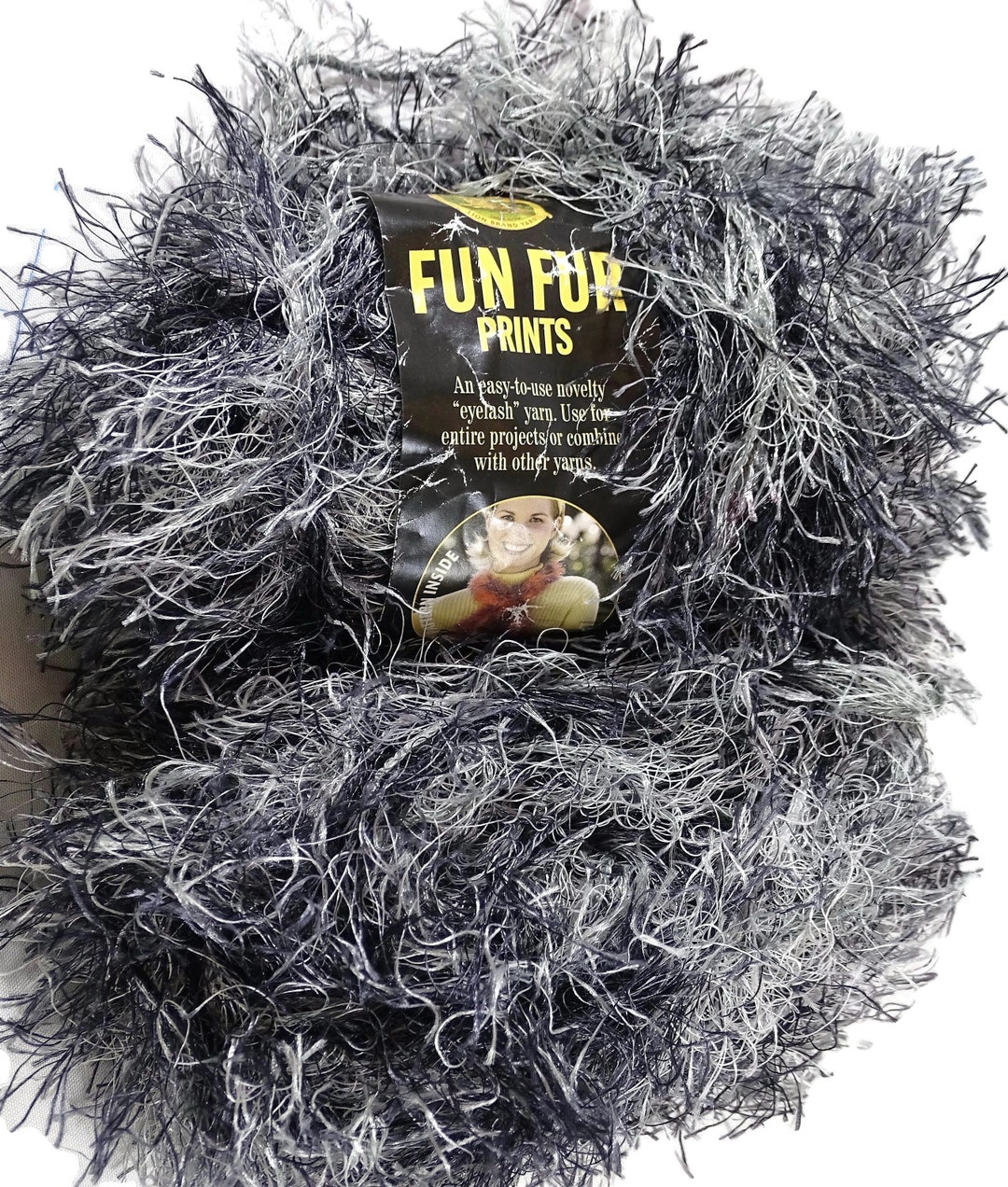 Lion Brand Yarn Fun Fur Prints Lava Eyelash Novelty Black Grey Lot of 2 ...