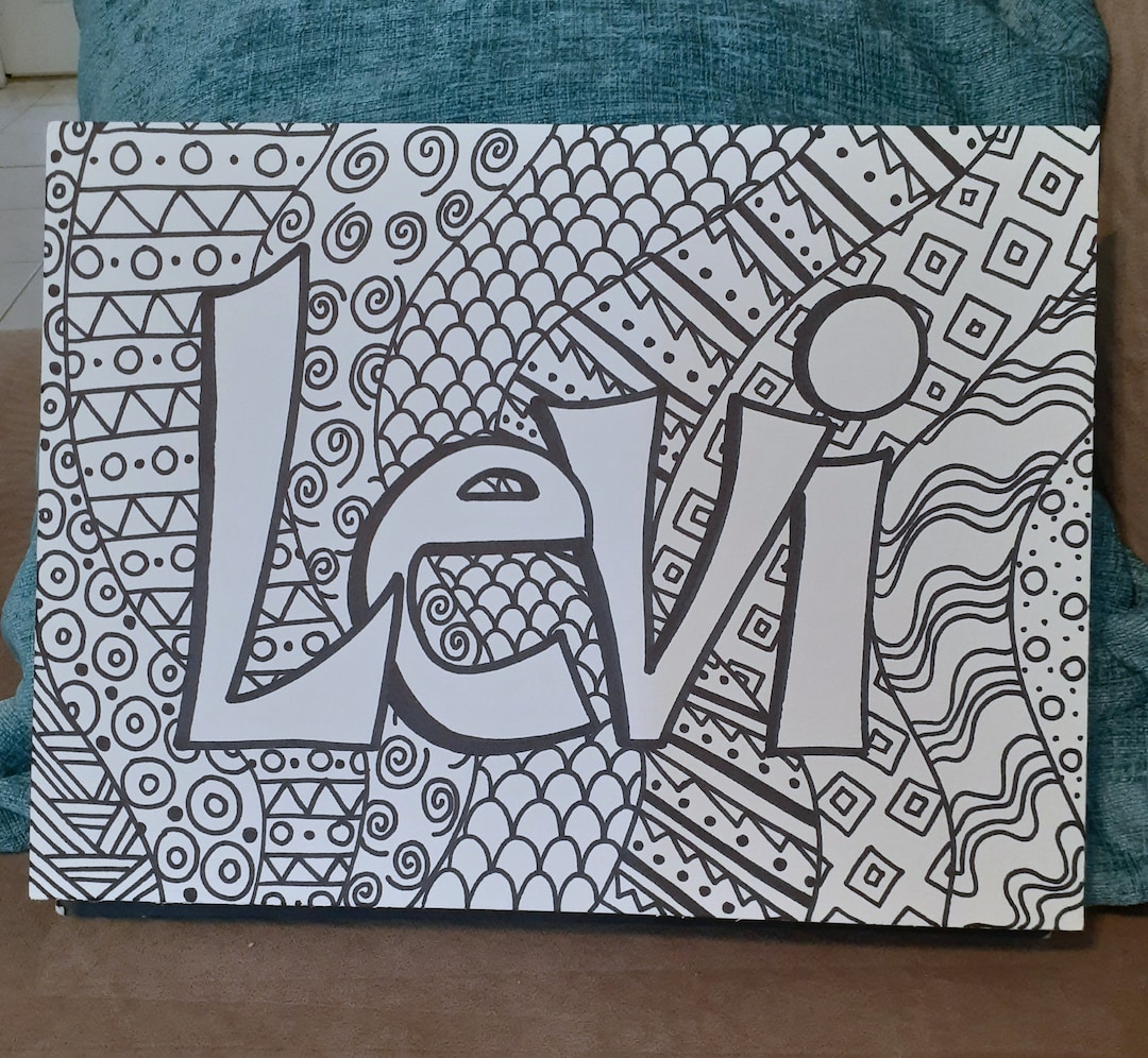 Custom Zen Tangle Name Poster 9" X 12" Ready for Painting, Colored ...