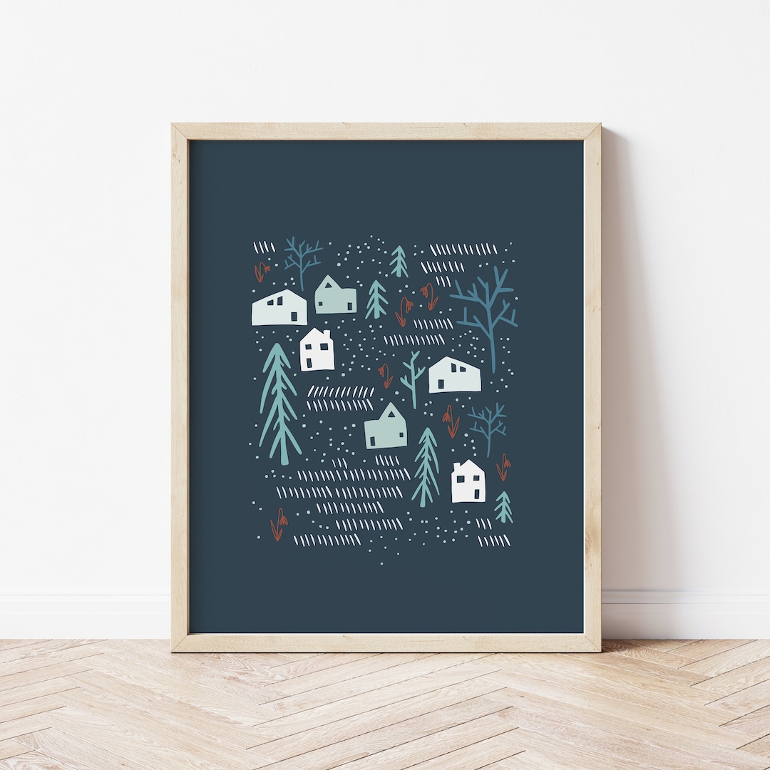 Raised Neighborly Blue House Art Print | Love Your Neighbor & Community ...
