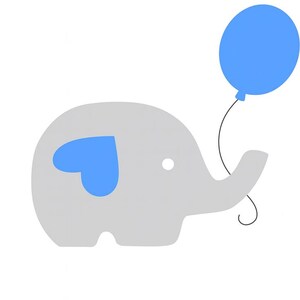 Cute Baby Elephant With Blue Balloon SVG, Instant Download,silhouette ...
