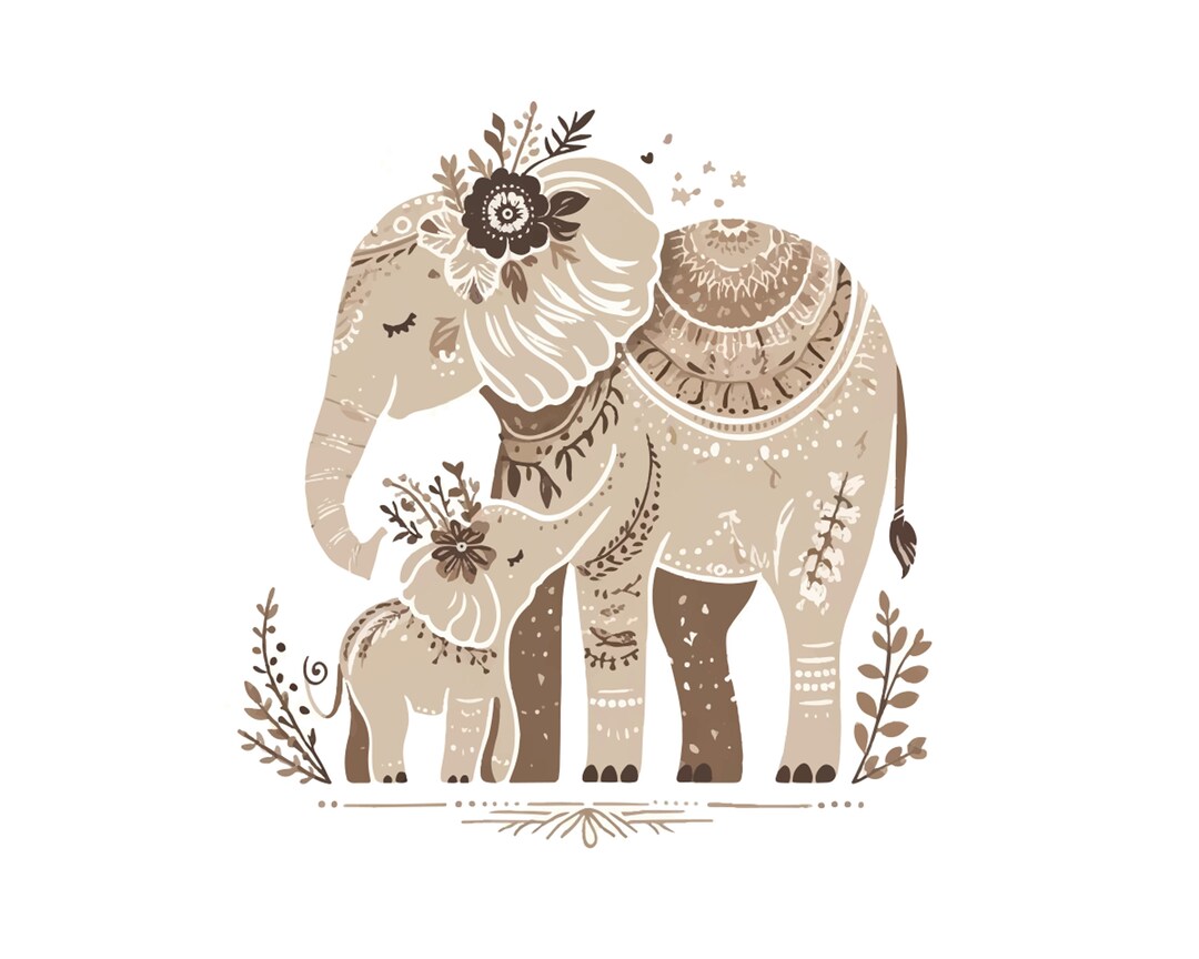 Boho Baby Elephant SVG Design for Mom's Day Clipart for Silhouette ...