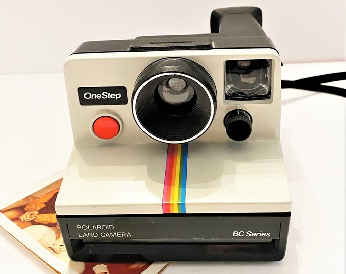 Vintage Polaroid Onestep SX-70 White Rainbow Stripe Instant Film Camera ...