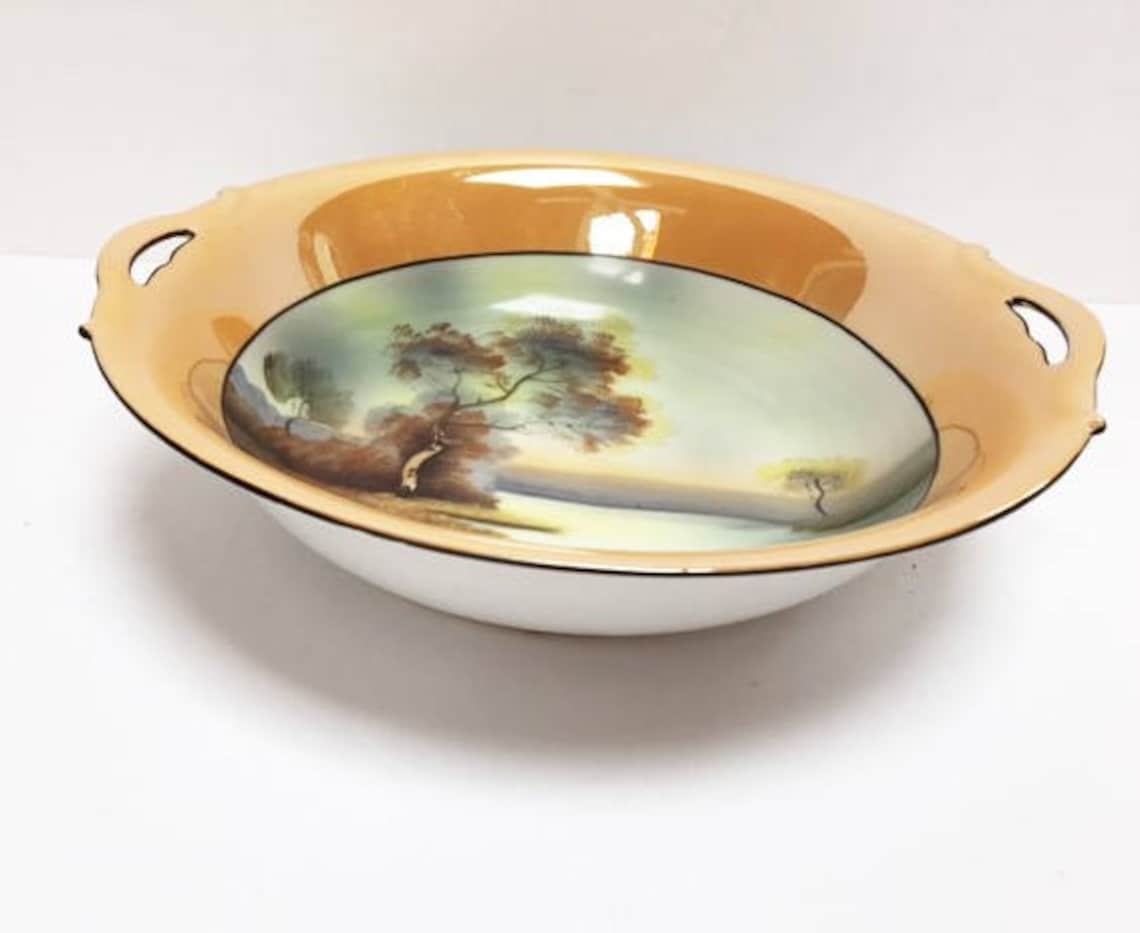 Vintage Noritake Lusterware Bowl With Handles Hand Painted - Etsy