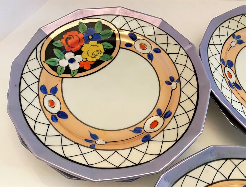 Vintage Lusterware Plates Set of Six Delicate Iridescent - Etsy