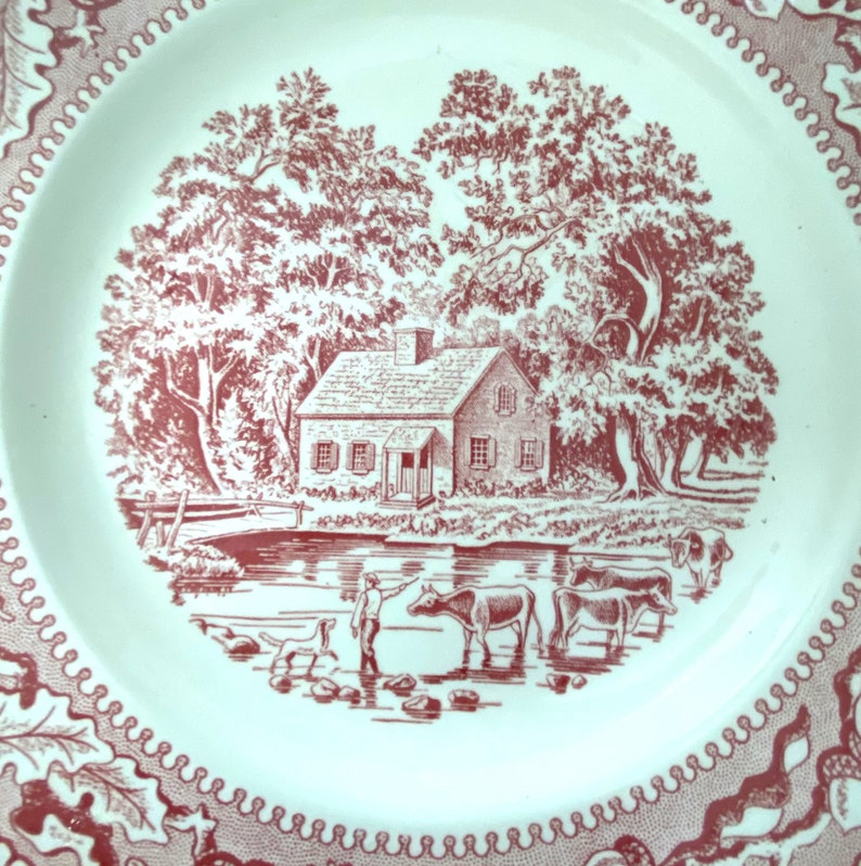 Vintage Royal Ironstone Plates Memory Lane Pink Transferware - Etsy