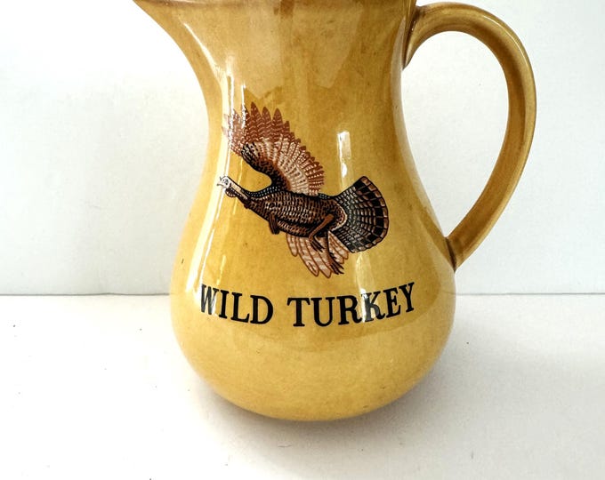 Vintage Yellow Wild Turkey Pitcher Barware 24 Oz Bourbon Whiskey Jug ...