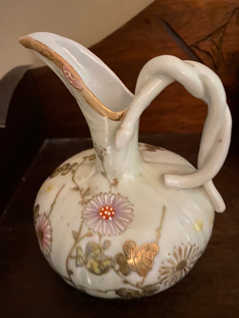 Vintage Small Porcelain Pitcher With Raised Floral Design and - Etsy