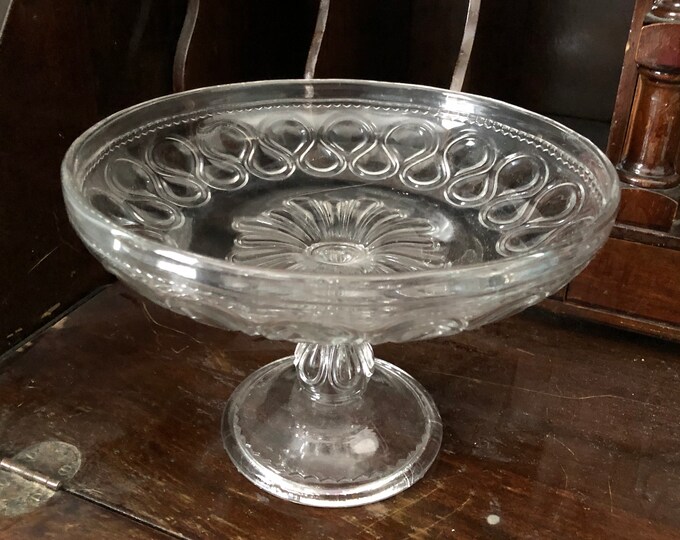 Antique Clear EAPG Comport Pedestal Dish Ribbon Candy Pattern by US ...