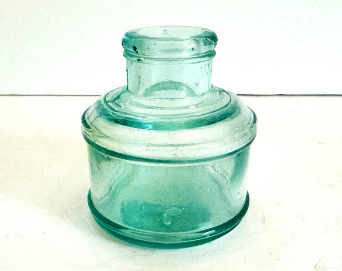 Antique Handblown Aqua Glass Ink Bottle - Etsy