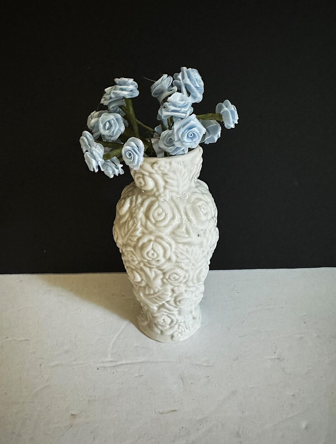 Vintage Porcelain Bud Vase With Raised Rose Pattern Cream Color With ...