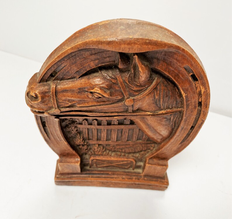 Vintage Syroco Wood Horse Head Bookend With Horse Shoe Polo - Etsy