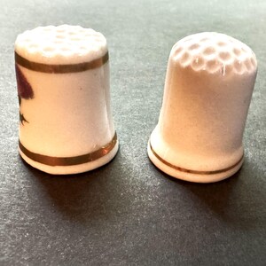 Vintage Pair Fine Bone China Thimbles Cardinal and Thistles Thimbles ...
