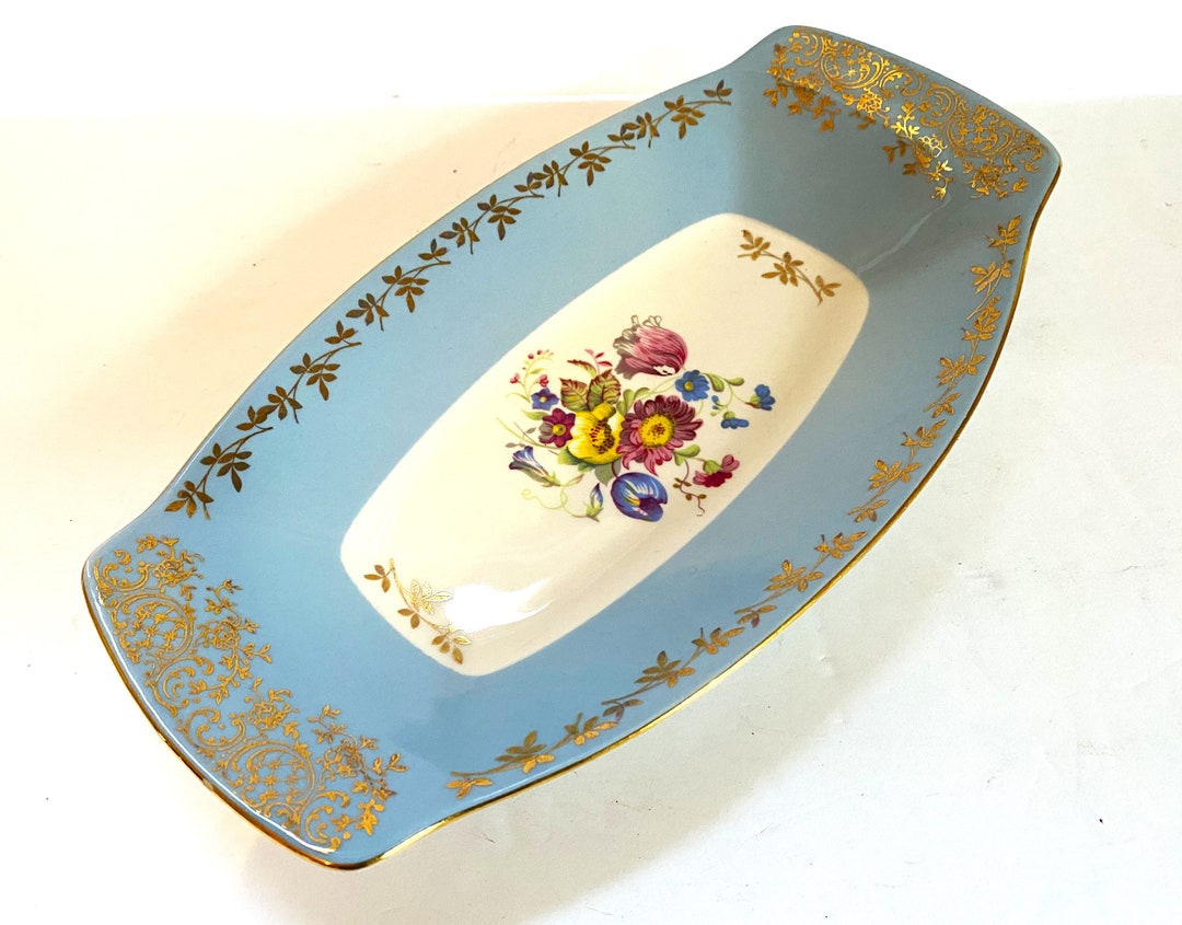 Vintage Figgio Flint Norway Rose Sandwich Plate Pretty Oval Shallow ...