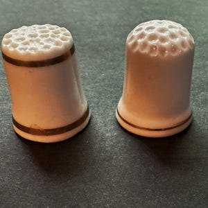 Vintage Pair Fine Bone China Thimbles Cardinal and Thistles Thimbles ...