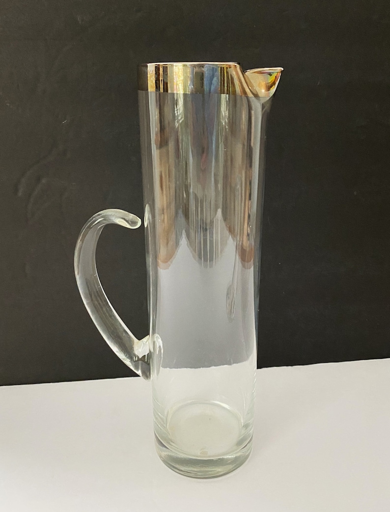 Vintage Martini Pitcher With Silver Rim Dorothy Thorpe Tall - Etsy