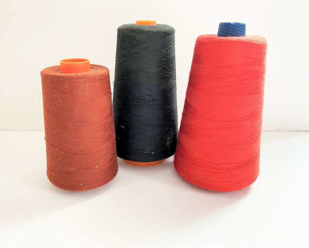 Vintage Large Spools of Thread in Red, Rust and Black Industrial Thread ...
