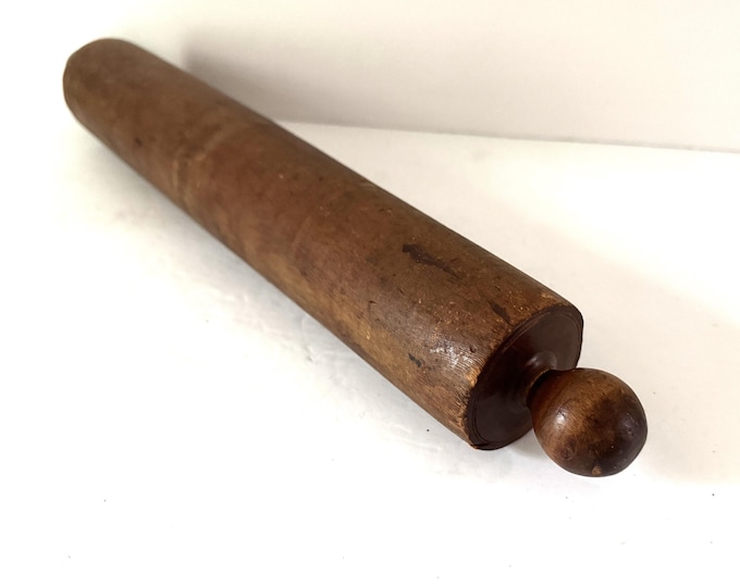 Antique Wood Rolling Pin One Piece Round Ball Handles Hand Wrought ...