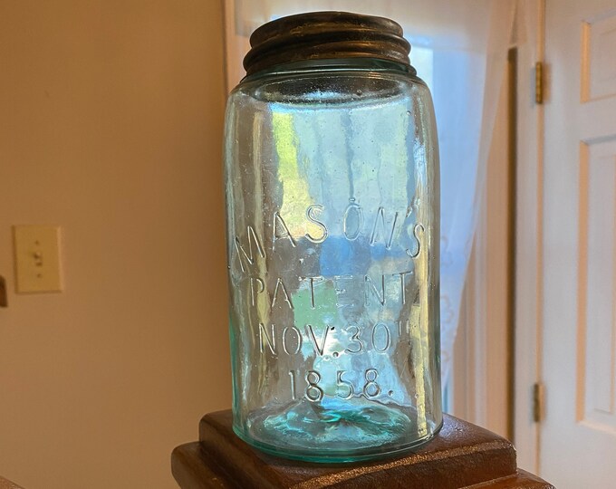Antique MASON Jar Mason's Patent Nov 30th 1858 Straight Side Jar With ...