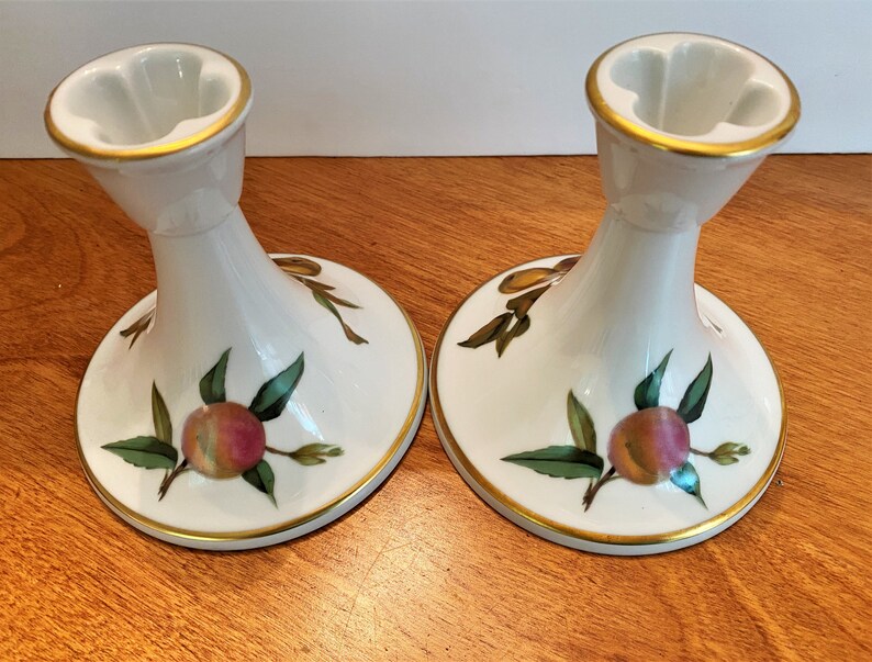 Vintage Evesham Gold Royal Worcester Porcelain Candle Stick - Etsy