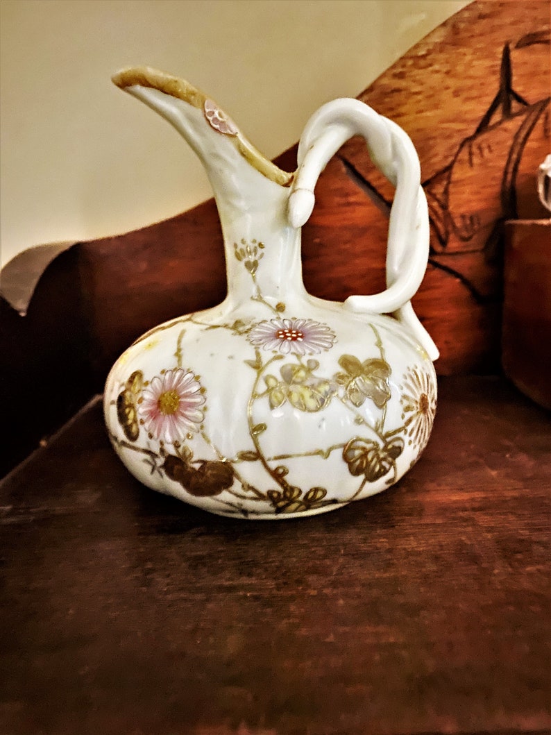 Vintage Small Porcelain Pitcher With Raised Floral Design and - Etsy
