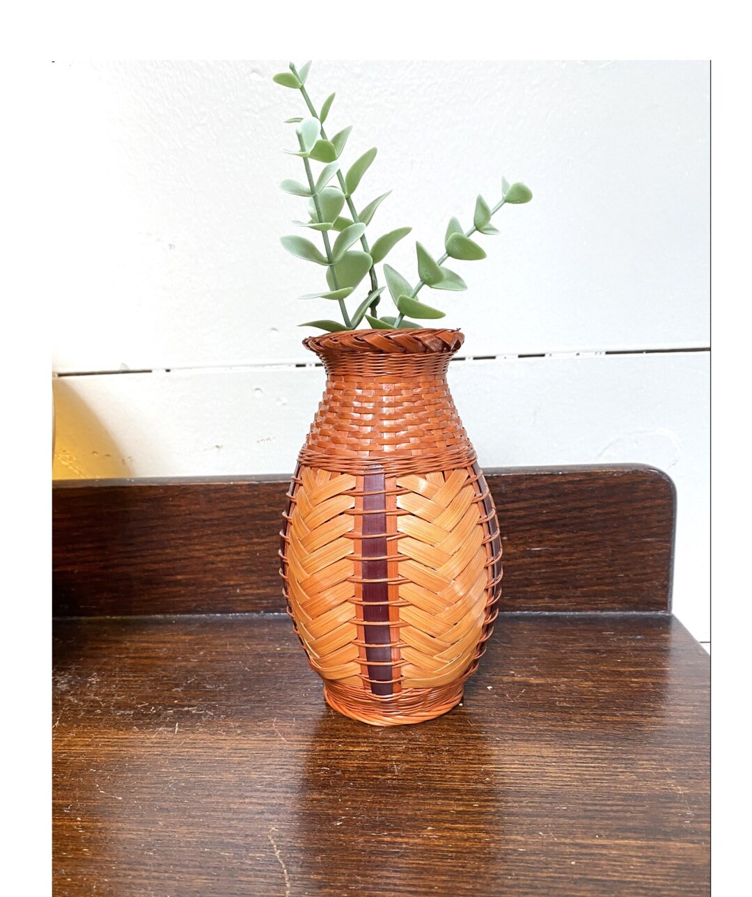 Vintage Wicker Wrapped Milk Glass Vase, Unique 5 1/2 Inch Bud Vase ...