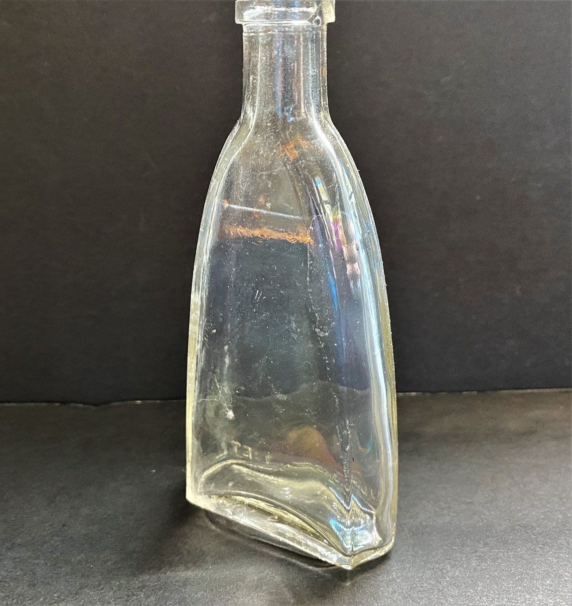 Antique Triangle Shape Bottle 3 1/2 Oz Clear Glass Bottle | Etsy