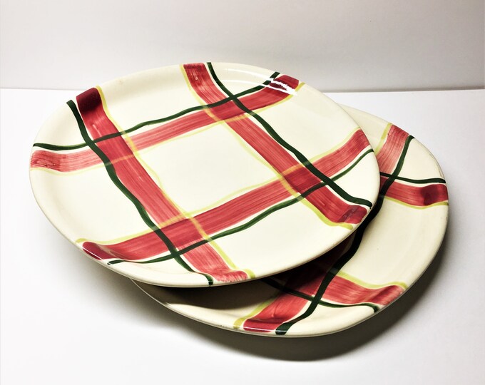 Vintage Purinton Slip Ware Normandy Plaid Set of Two Dinner - Etsy
