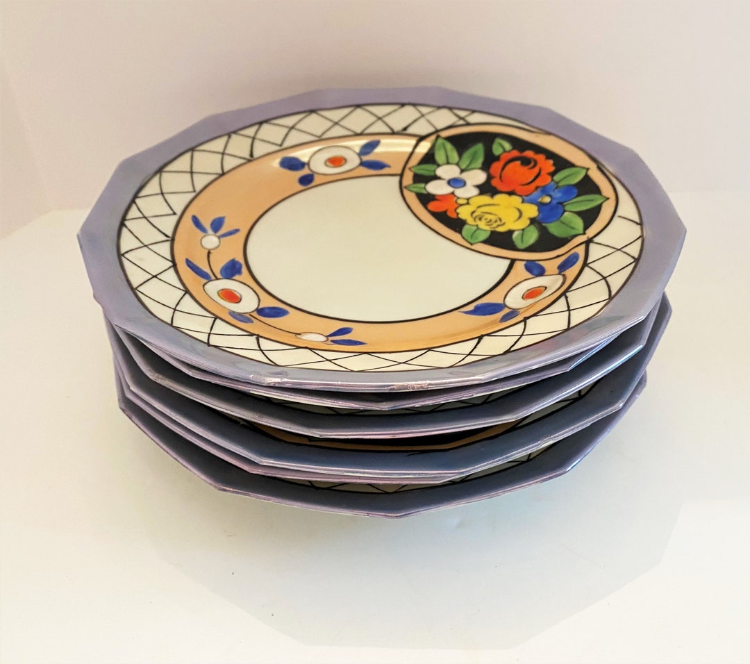 Vintage Lusterware Plates Set of Six Delicate Iridescent Porcelain ...
