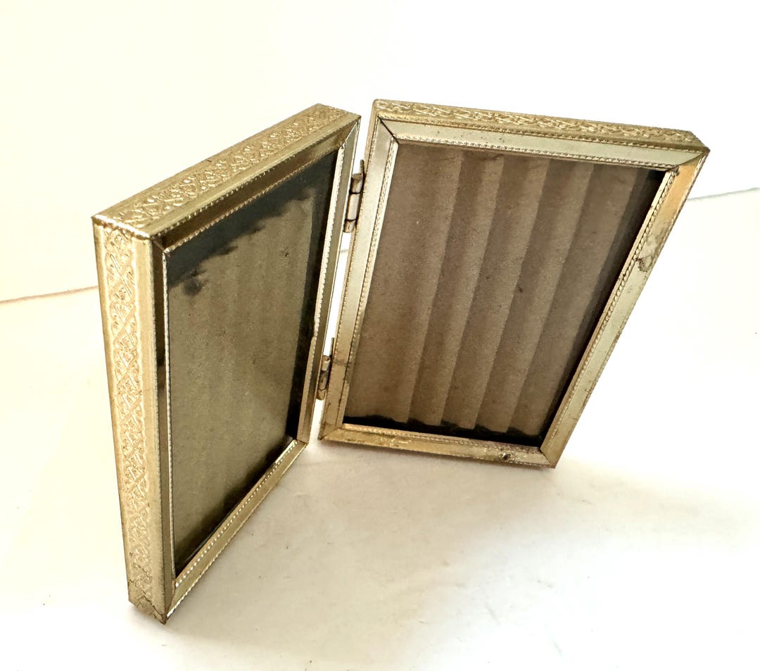Vintage Small Bifold Photo Frame With Gold-tone Embossed Dual Photo ...