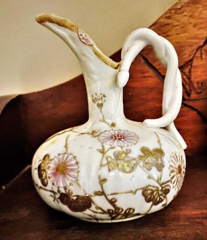 Vintage Small Porcelain Pitcher With Raised Floral Design and - Etsy
