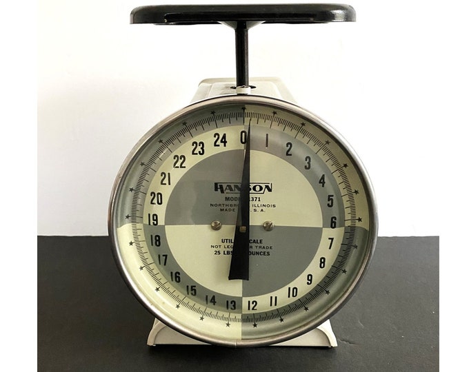 Vintage Hanson Scale White and Black Model 1371 Kitchen Utility Scale ...