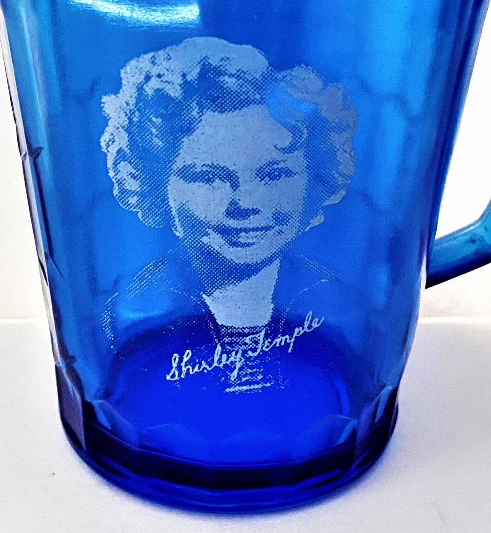 Vintage Shirley Temple Pitcher Cobalt Blue Glass Circa 1930s Hazel ...