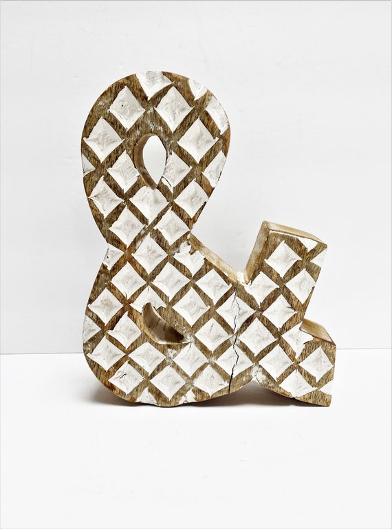 Vintage Wood Ampersand Letter Block Decorative Sign Table or | Etsy