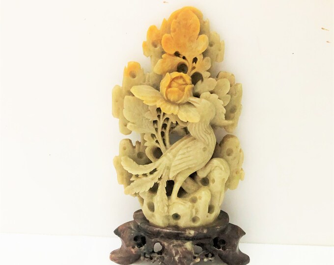 Vintage Chinese Soapstone Carving Beautiful Layered Phoenix Bird and ...