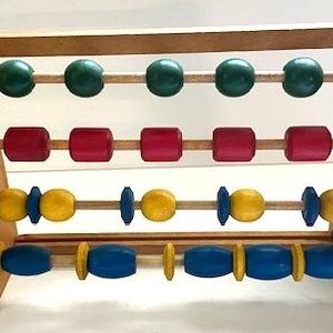 Vintage Fritzel Wood Bead Counter, Colorful Wooden Abacus Counting Toy ...
