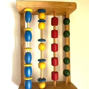 Vintage Fritzel Wood Bead Counter, Colorful Wooden Abacus Counting Toy ...