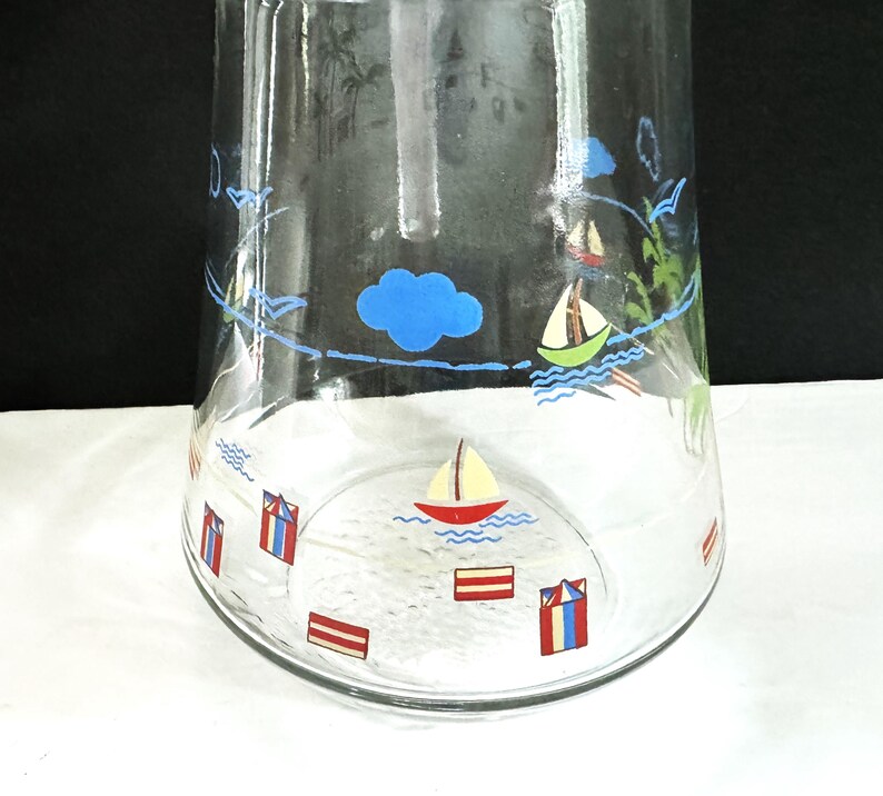 Vintage Glass Pitcher With Seaside Design 38 Ounce Glass Pitcher - Etsy