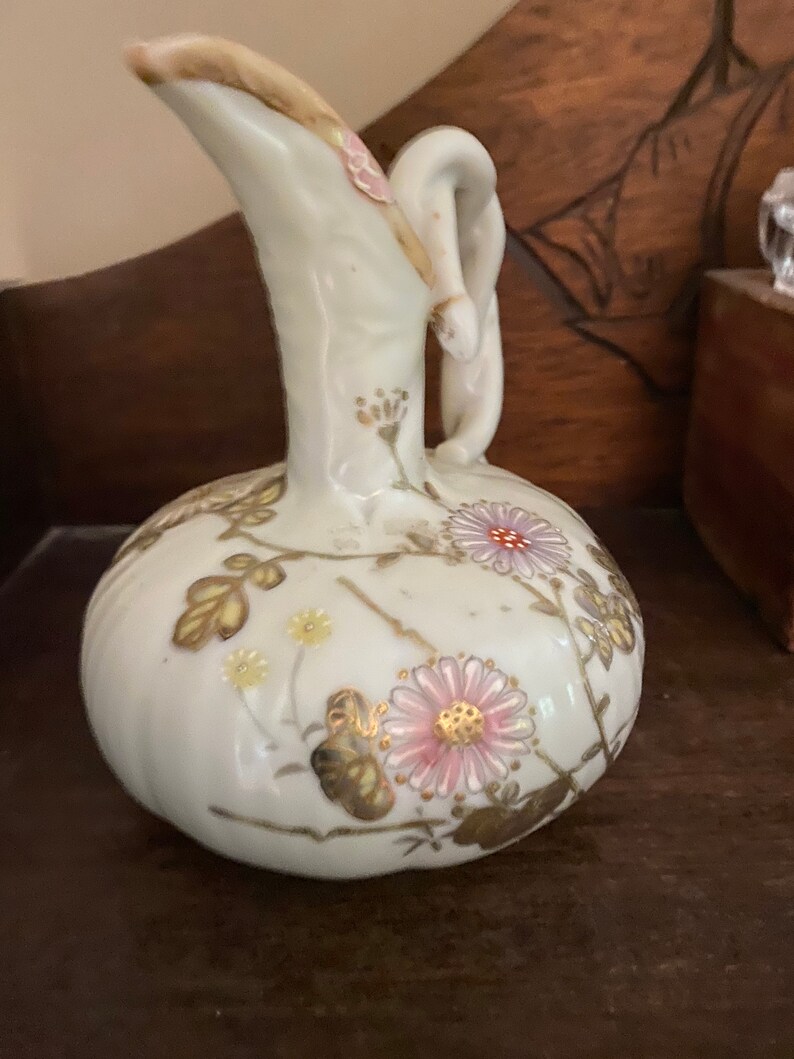 Vintage Small Porcelain Pitcher With Raised Floral Design and - Etsy