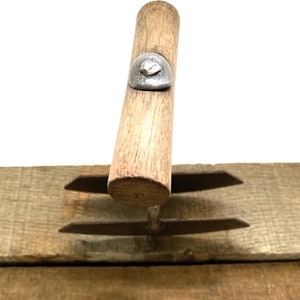 Antique Double Steel Blade Food Chopper Wood Handle Hand Forged Vintage ...