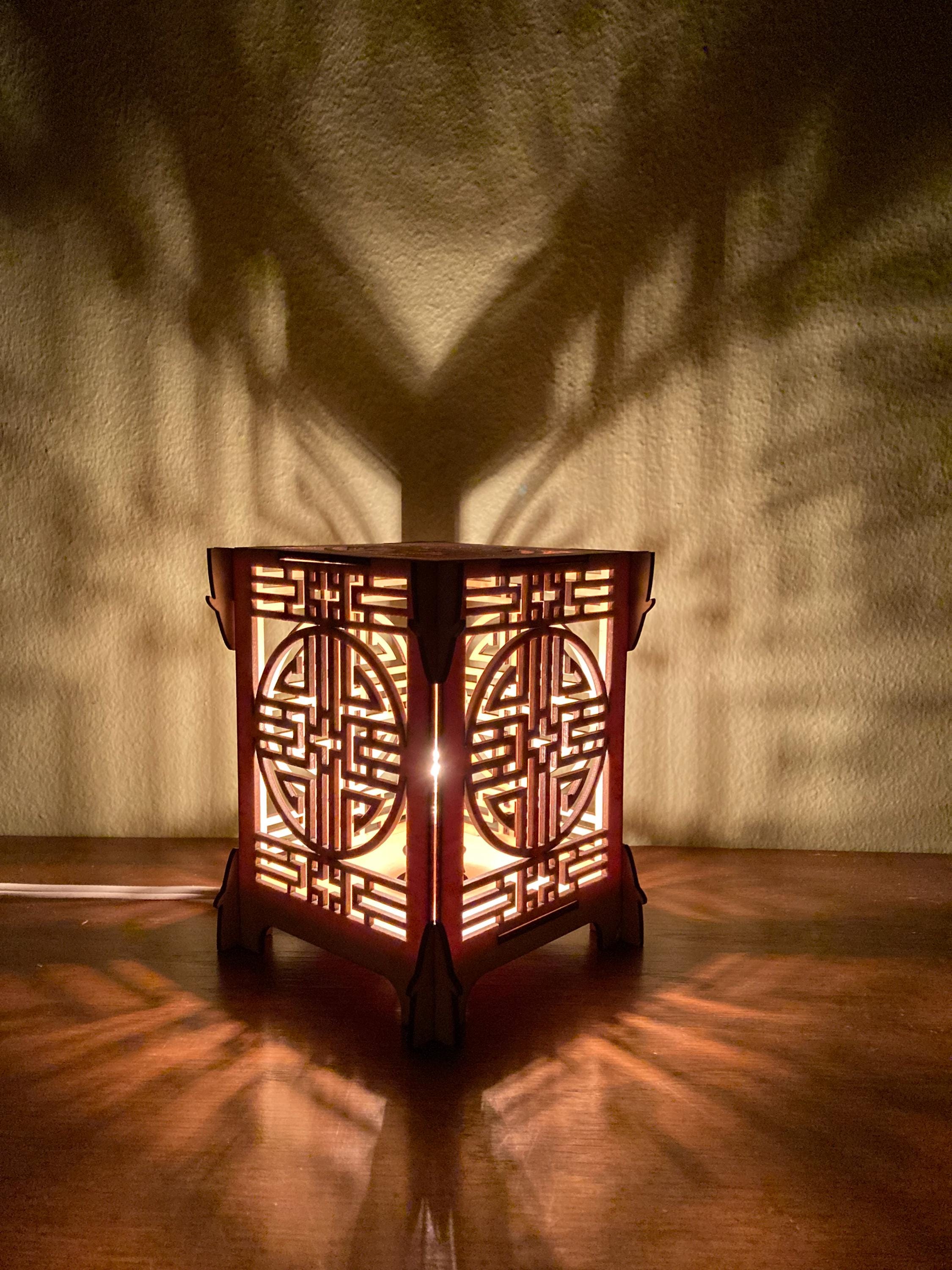 Asian Inspired Tabletop Tea Light Lantern With a Slide Together Frame ...