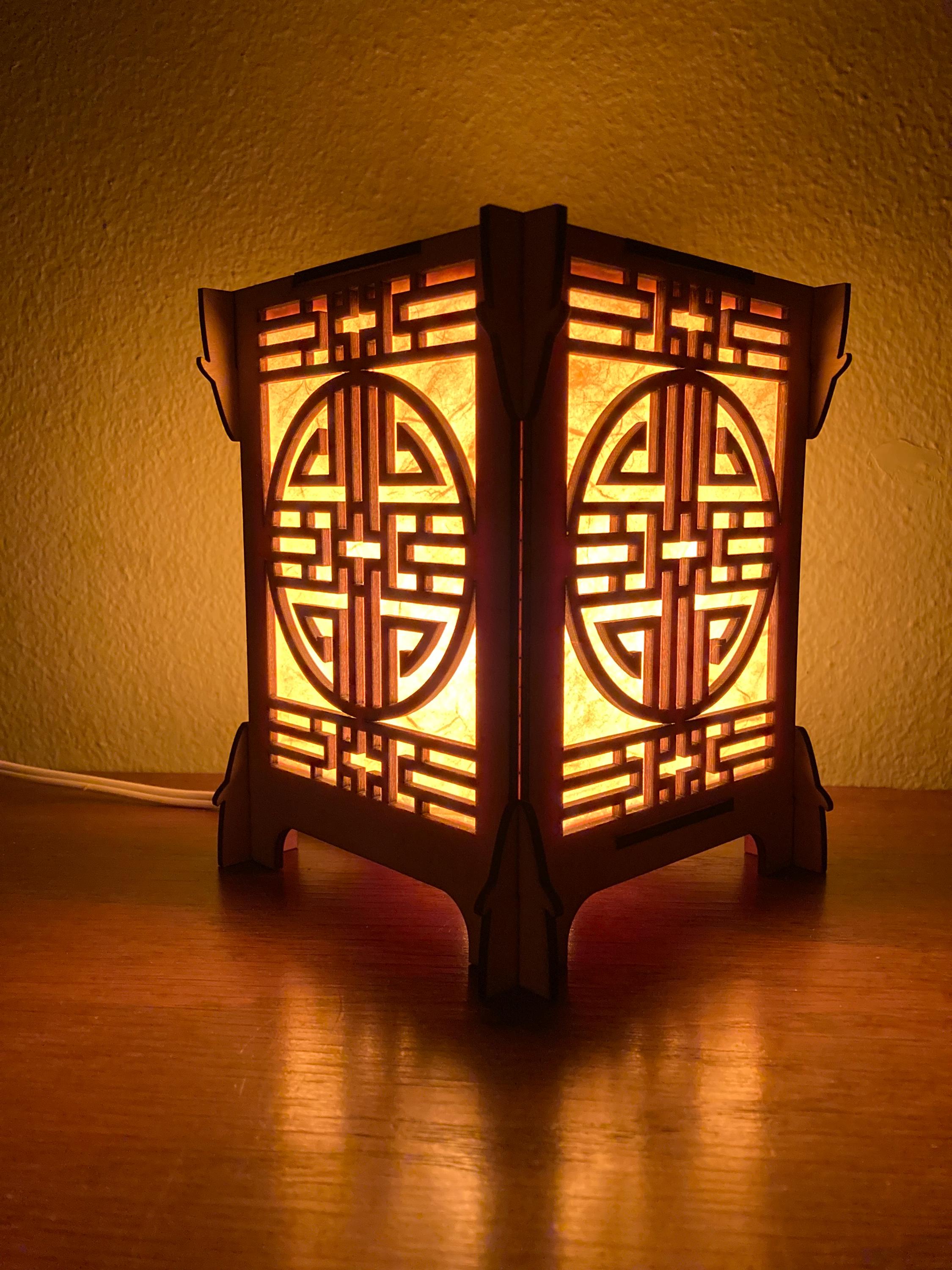 Asian Inspired Tabletop Tea Light Lantern With a Slide Together Frame ...