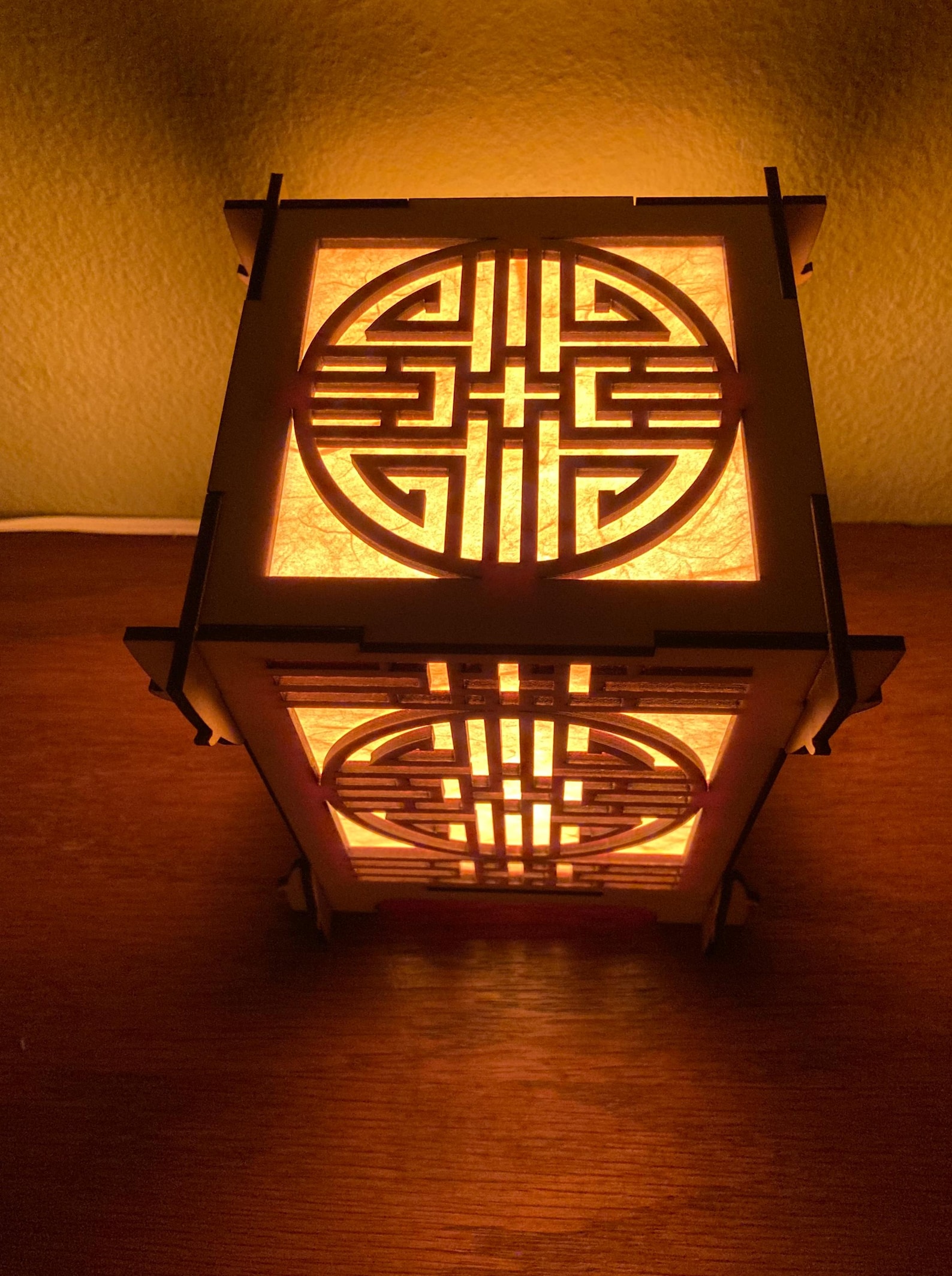 Asian Inspired Tabletop Tea Light Lantern With a Slide Together Frame ...