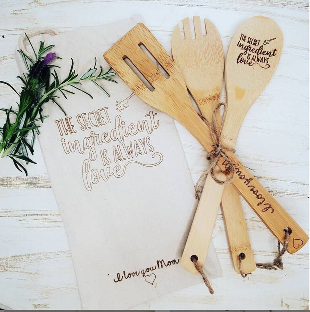 Personalize Engraved Bamboo Spoon, Spork & Spatula | Personalized Great ...