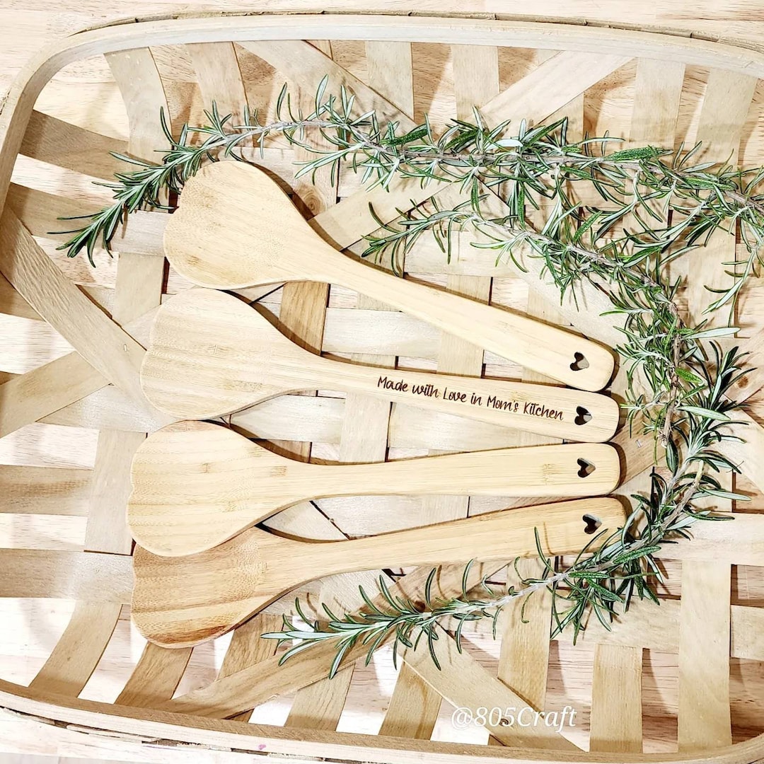 Custom Engraved Heart Bamboo Spoon, Personalized Gift for House Warming ...