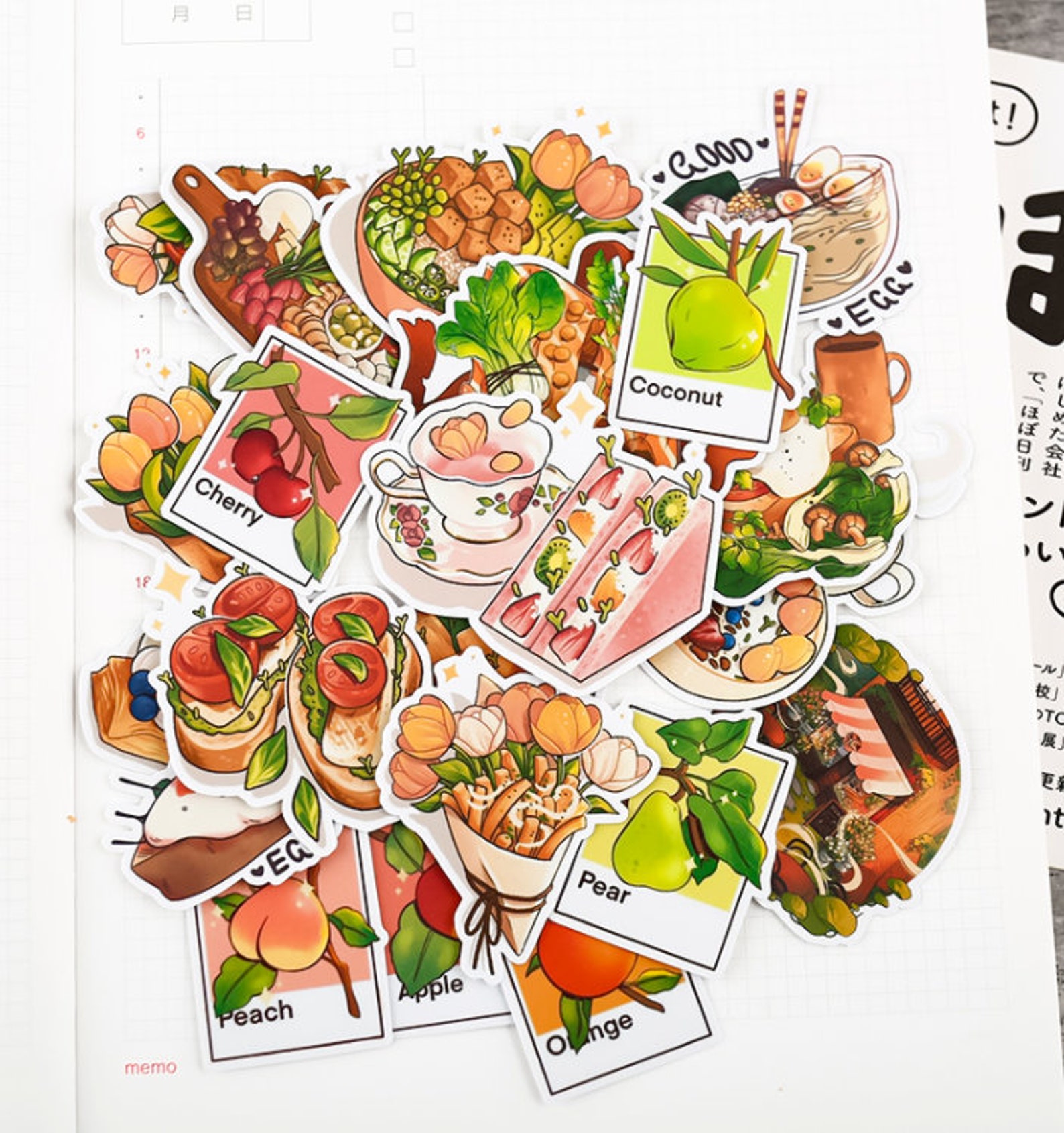22pcs Flower Food Scrapbook Sticker Filofax | Etsy