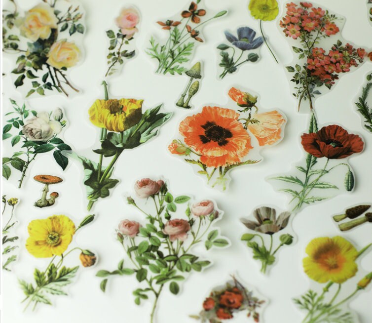 40pcs Vintage Flower Scrapbook Sticker Filofax | Etsy