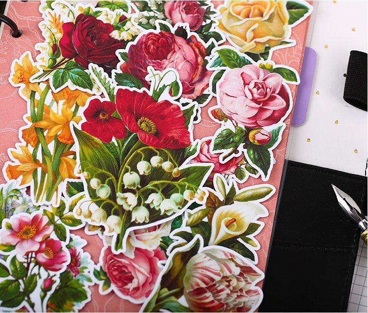 36pcs Victoria Rose Vintage Flower Scrapbook Sticker filofax | Etsy