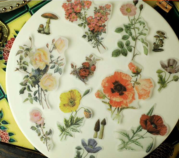 40pcs Vintage Flower Scrapbook Sticker Filofax | Etsy